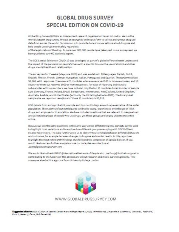Encuesta de la Global Drug Survey - Edición COVID-19: principales hallazgos - International Drug ...