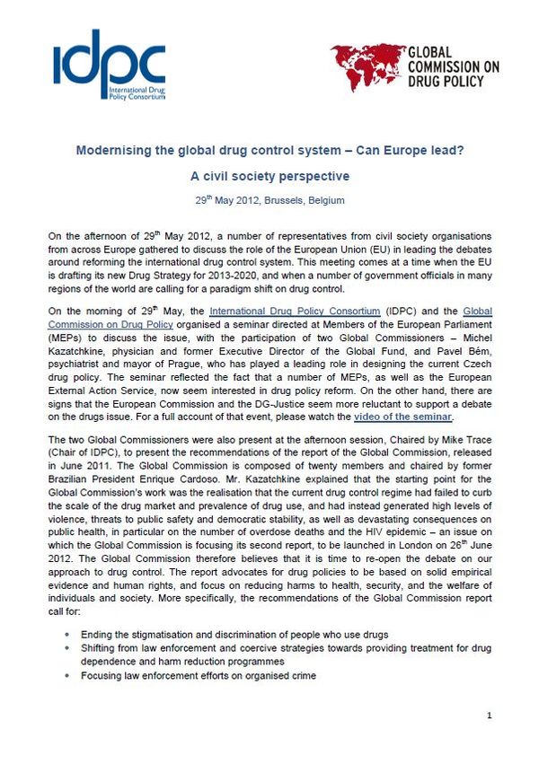 Modernising the global drug control system. Can Europe lead - A civil society perspective ...