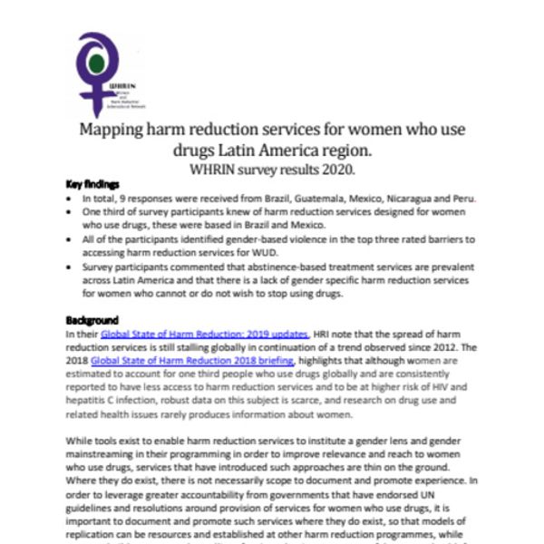 Mapping harm reduction services for women who use drugs - WHRIN ...
