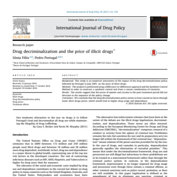 Drug decriminalization and the price of illicit drugs - International ...