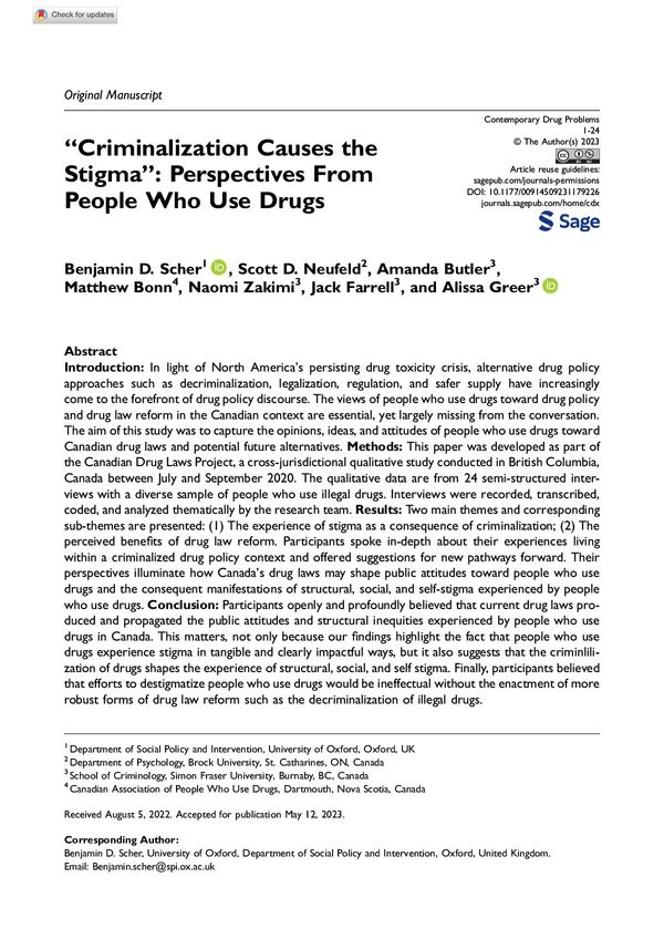 « La criminalisation est à l'origine de la stigmatisation » : Le point ...