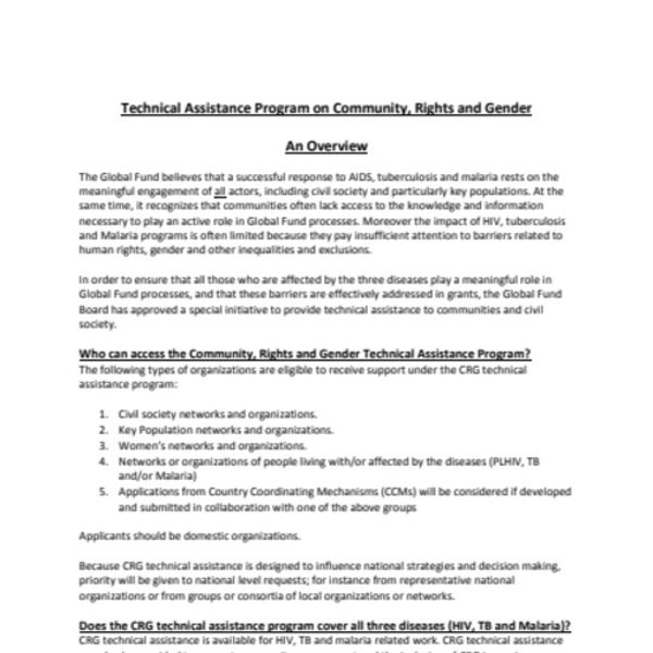 The Global Fund launches new technical assistance programme for civil ...