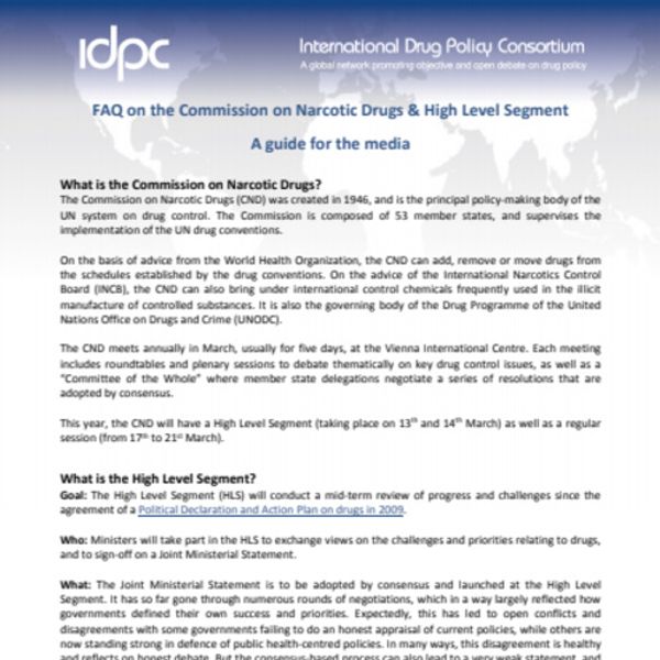 FAQ on the Commission on Narcotic Drugs & High Level Segment: A guide ...