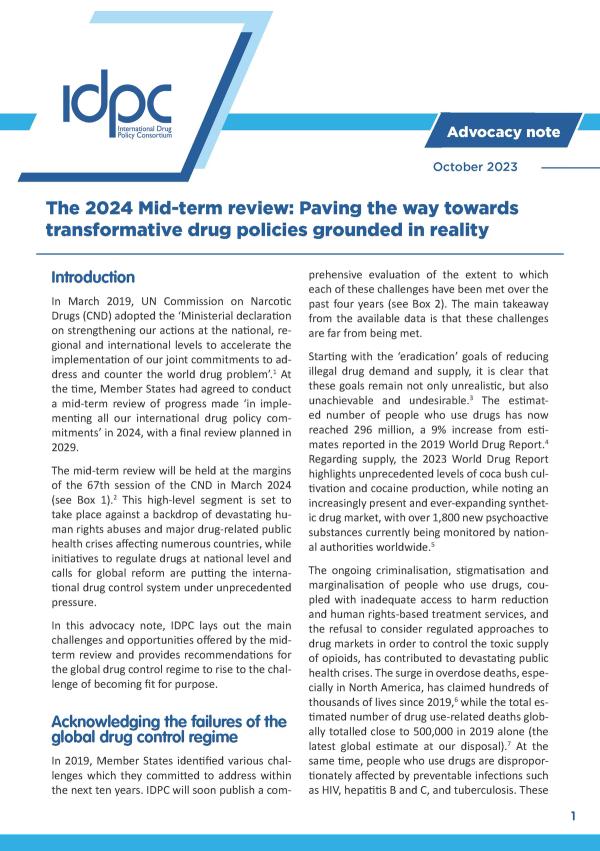 The 2024 Mid-term review: Paving the way towards transformative drug policies grounded in ...