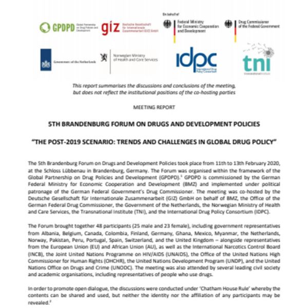 5th Brandenburg Forum on Drugs and Development Policies report - International Drug Policy ...