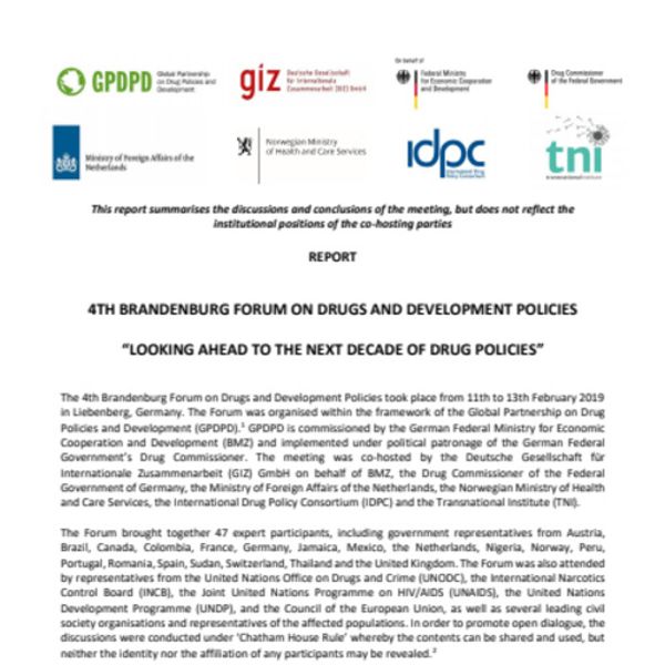 4th Brandenburg Forum on Drugs and Development Policies - Looking ahead ...