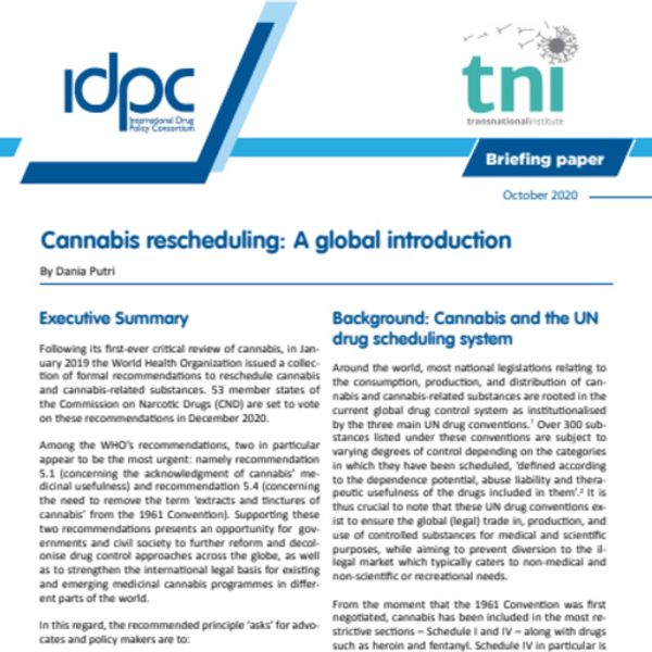 Cannabis rescheduling: A global introduction - International Drug ...