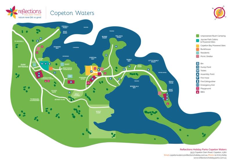 Copeton Waters Holiday Park Map - Reflections Holiday Park