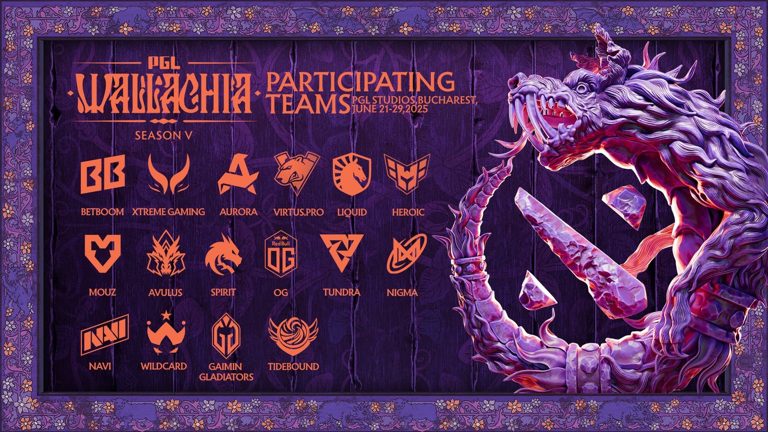 All Dota 2 teams qualified for PGL Wallachia Season 5