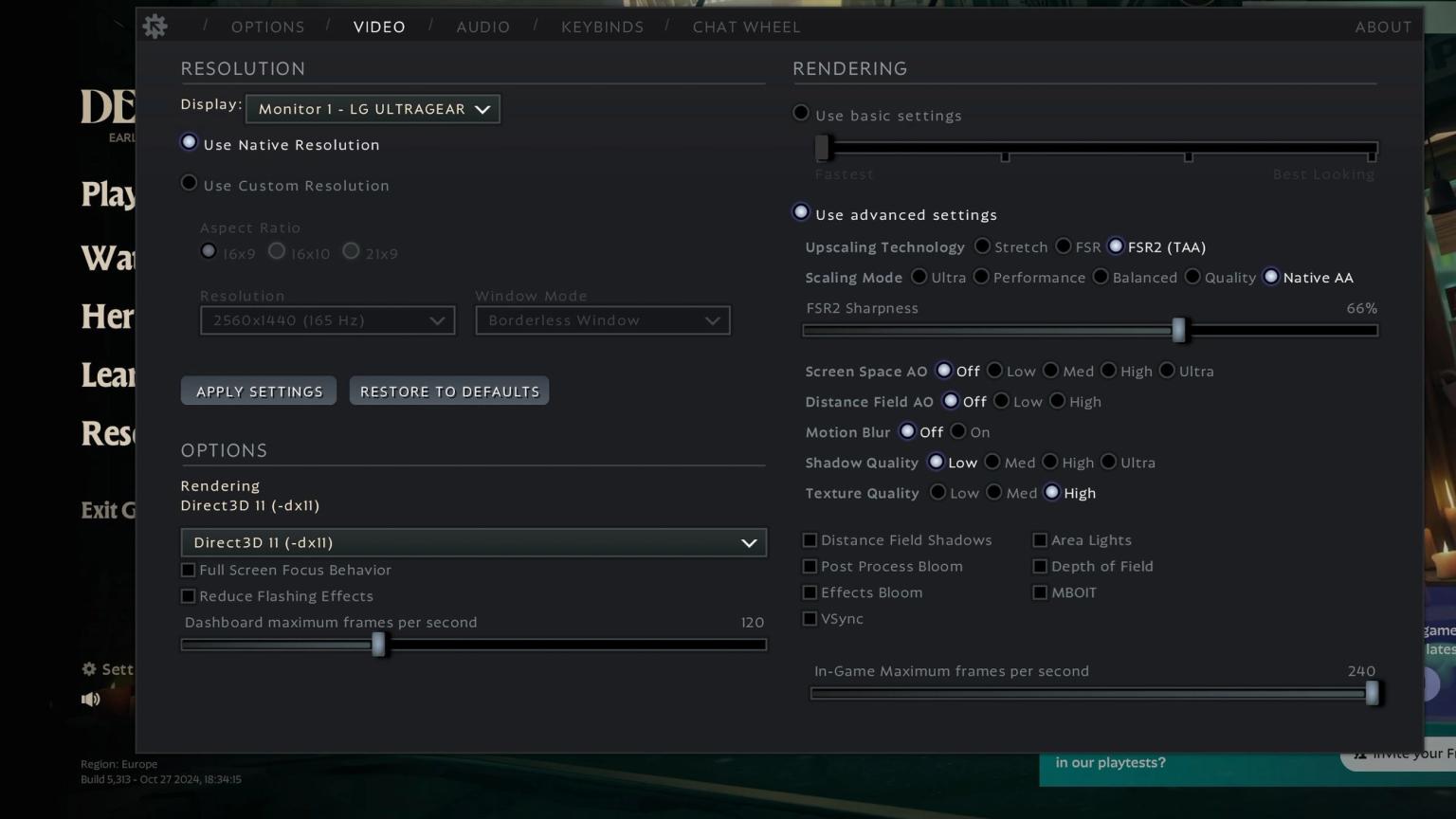 Deadlock Best Settings