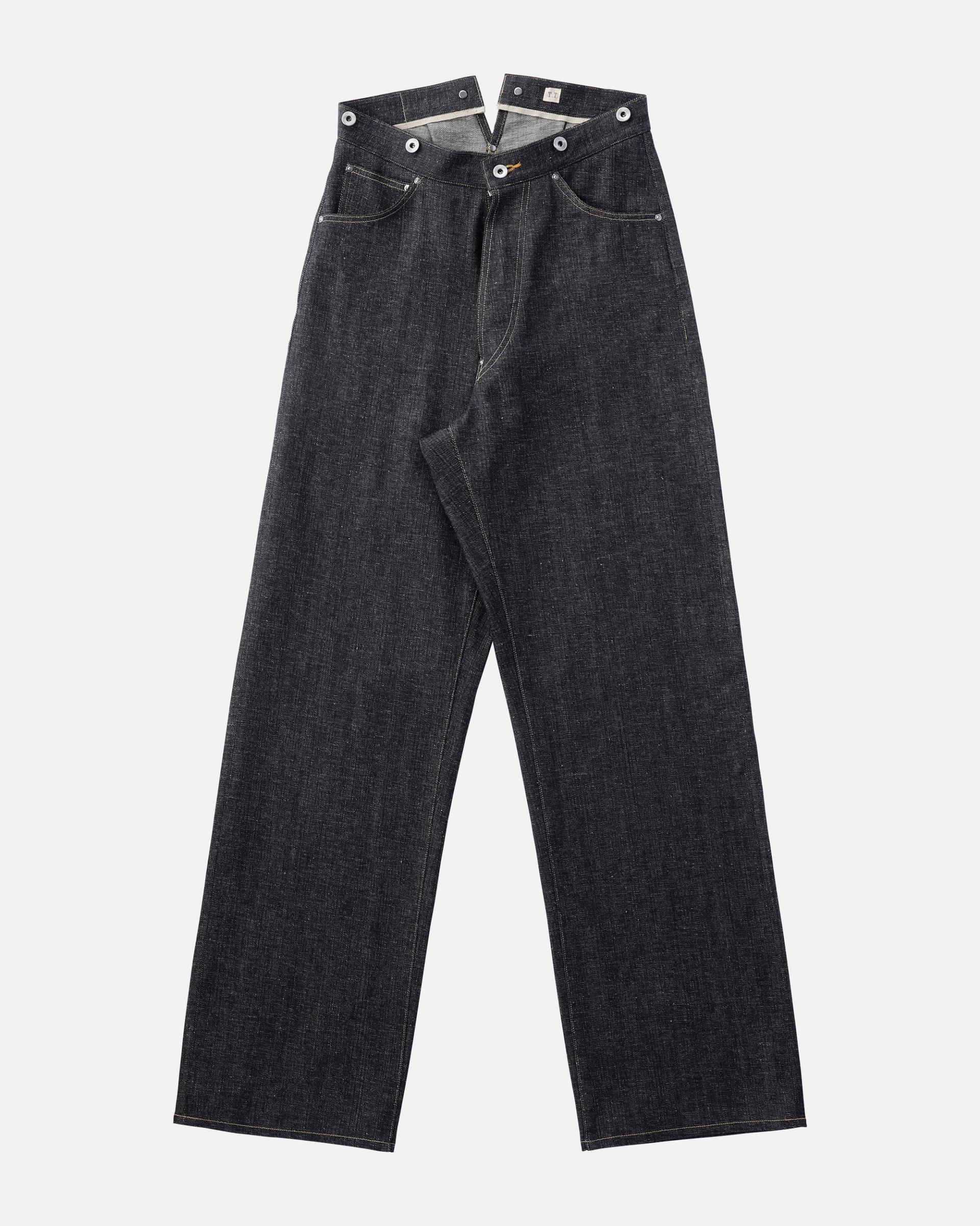lot 707 buckle backed denim trousers 40700
