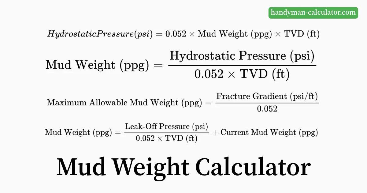 Mud Weight Calculator | ppg, kg/m³ & lb/ft³ Conversion for Drilling