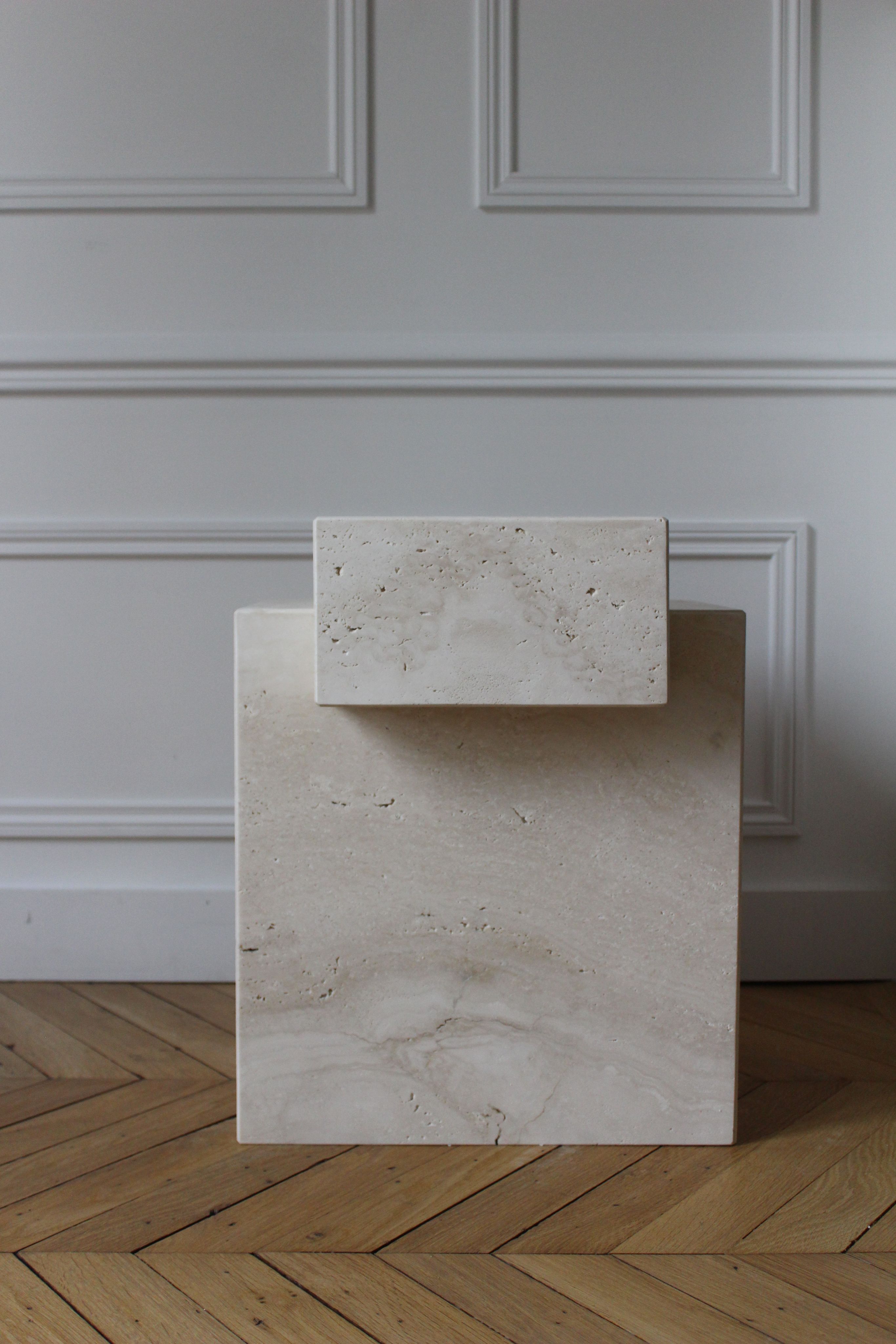 Gaia Travertine Side Table by Marbera · LAK Gallery