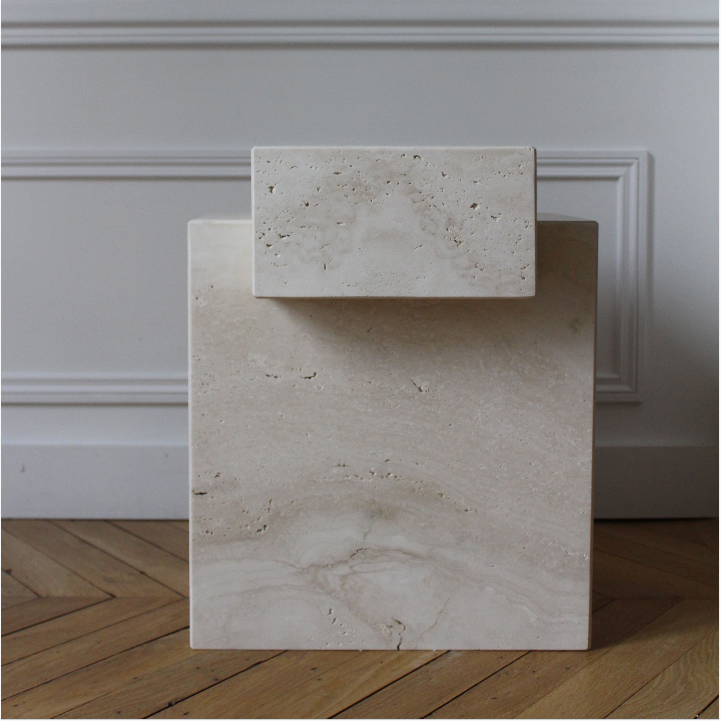 Gaia Travertine Side Table by Marbera · LAK Gallery