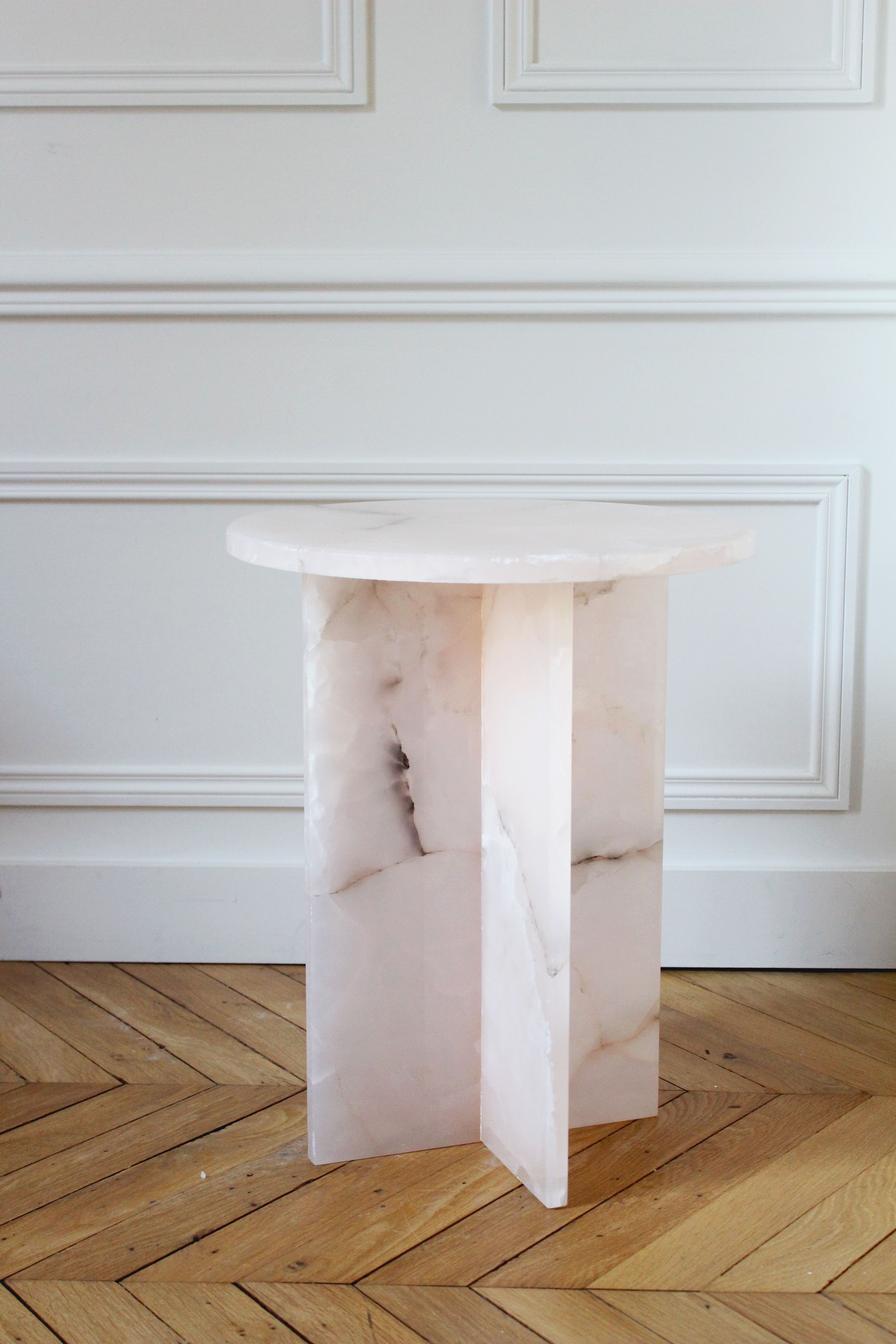 Rosie Pink Onyx Side Table by Marbera LAK Gallery