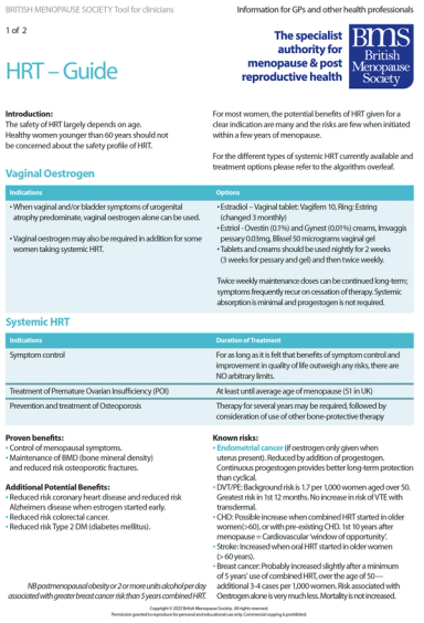 Brief prescribing guide for hormone replacement therapy (HRT) – GPnotebook