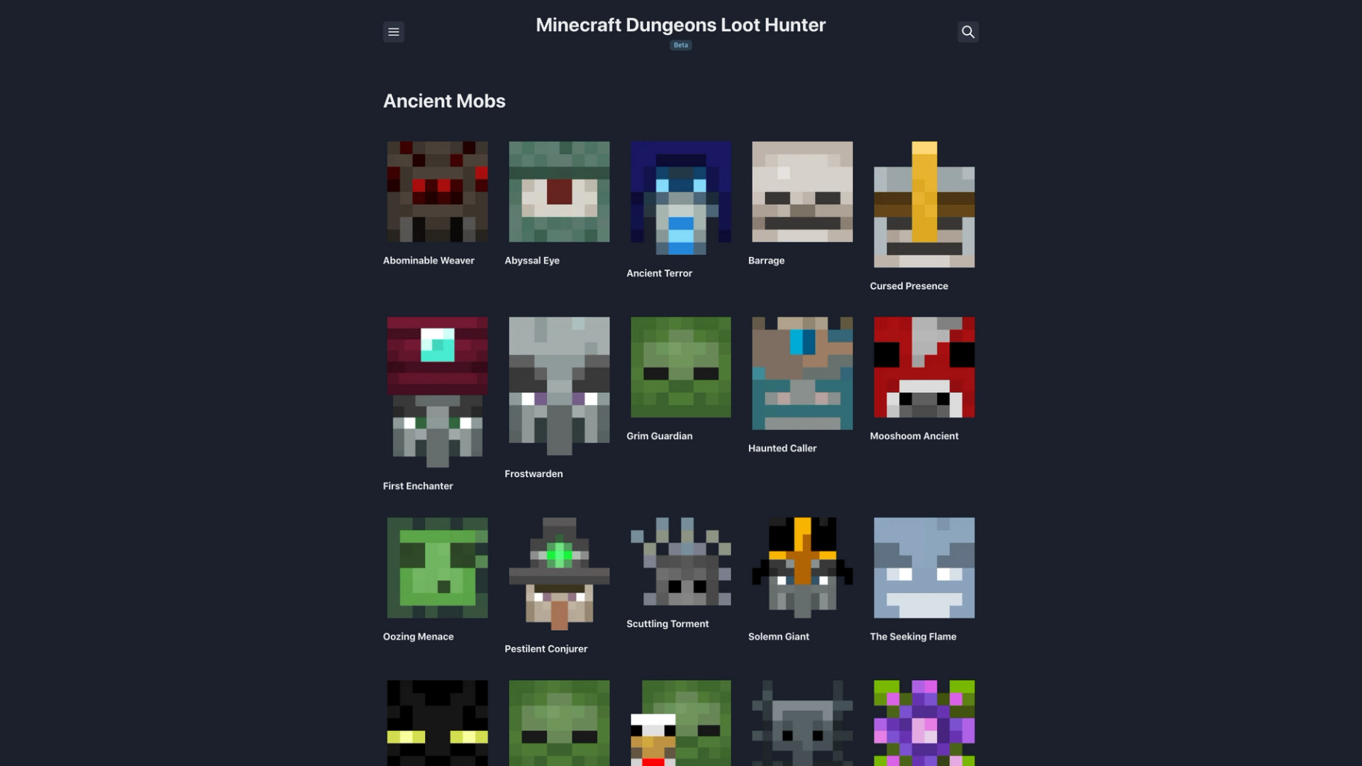 Minecraft Dungeons Loot Hunter - made with Sanity.io