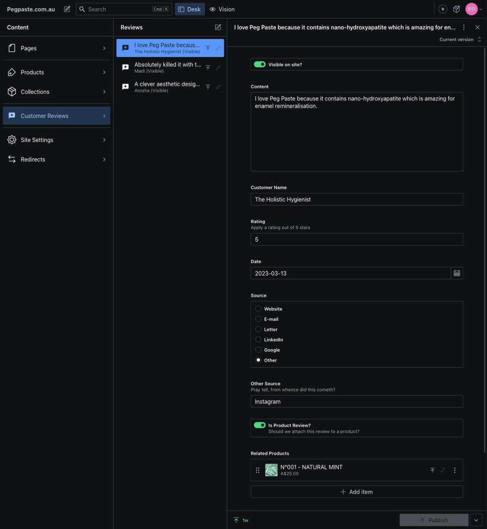 Peg Paste - made with Sanity.io