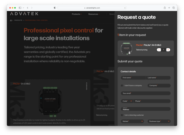Advatek ecommerce website - made with Sanity.io