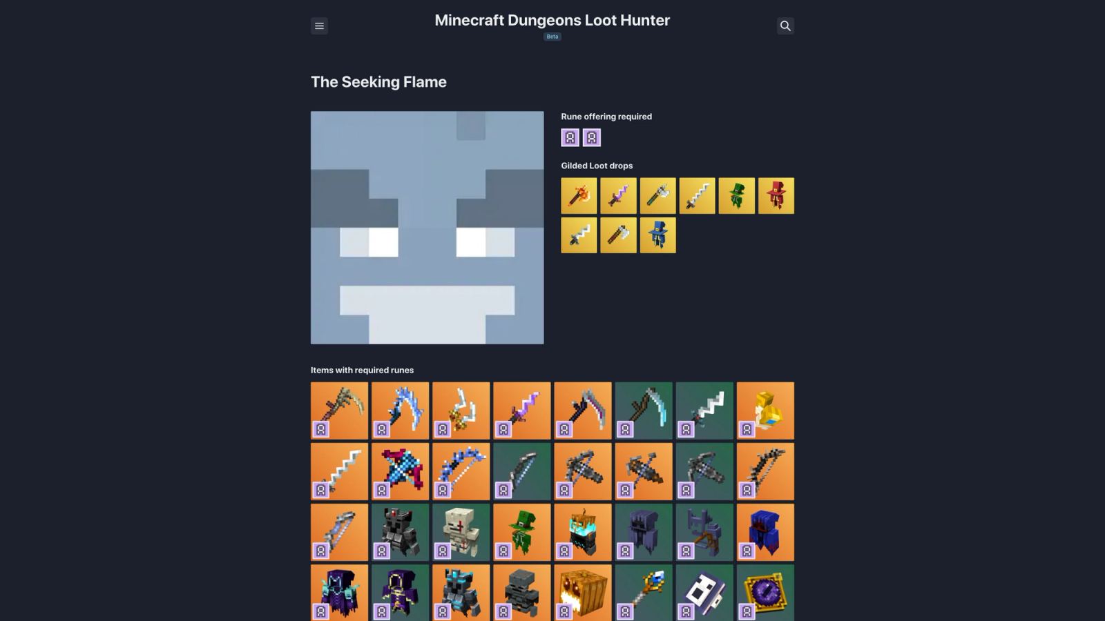 Minecraft Dungeons Loot Hunter - made with Sanity.io