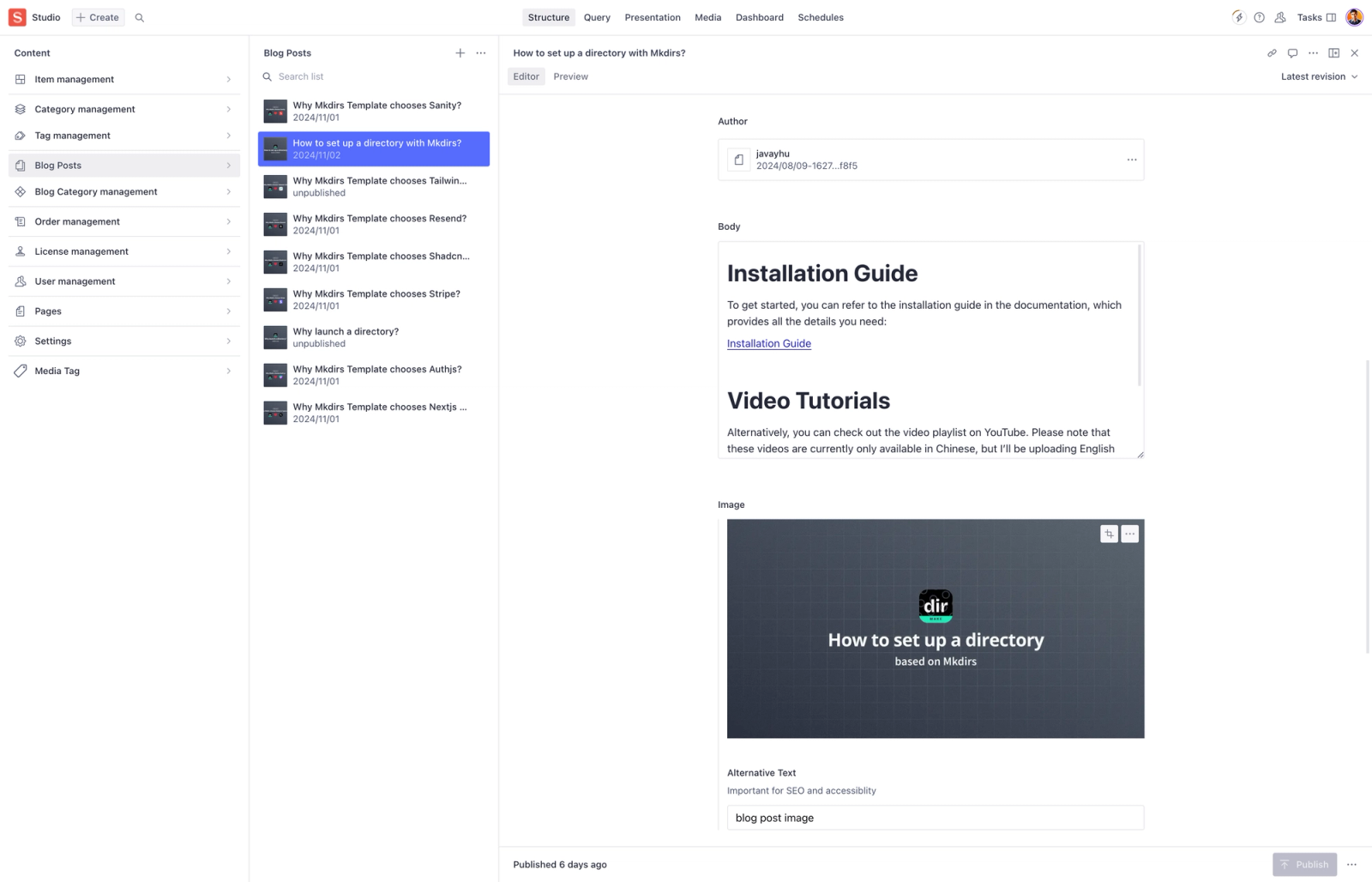 Mkdirs - made with Sanity.io