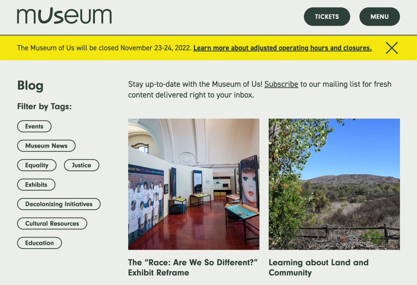 Museum of Us - made with Sanity.io