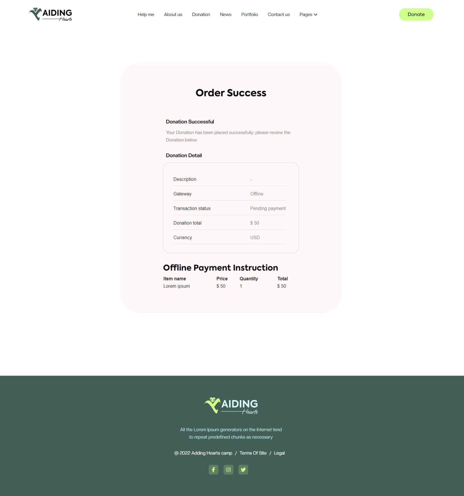 Aiding: donation nonprofit website Next.js template - made with Sanity.io