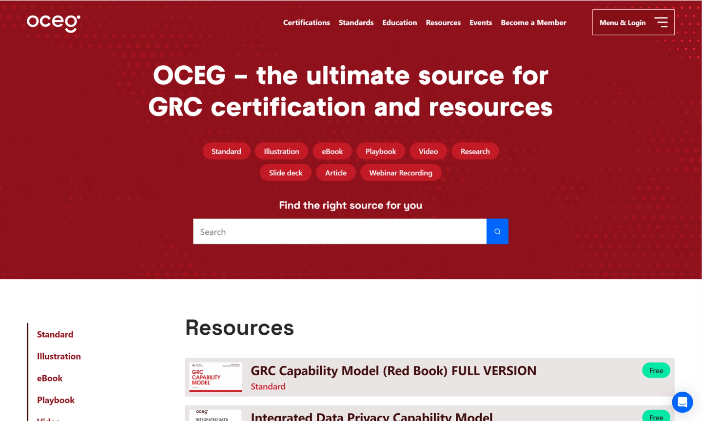 OCEG Web Site - made with Sanity.io