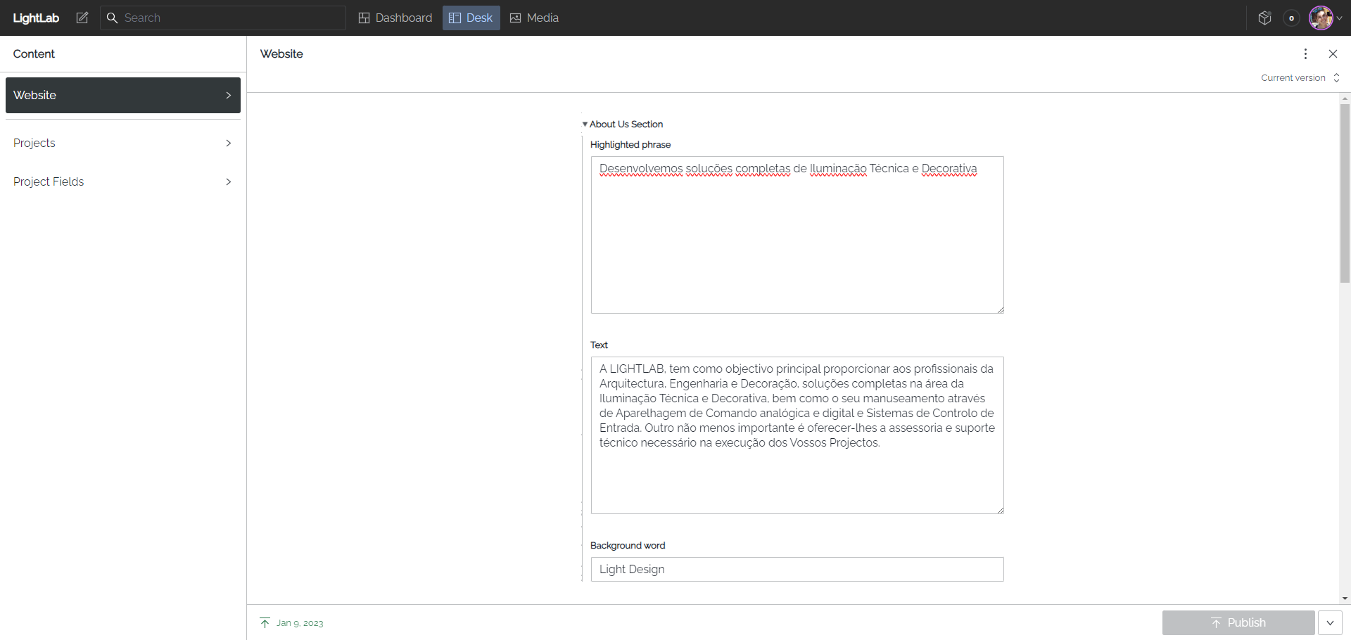 LightLab - made with Sanity.io