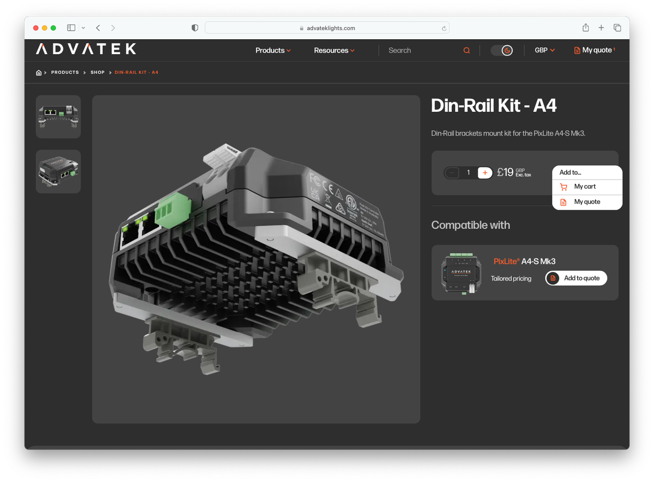 Advatek ecommerce website - made with Sanity.io