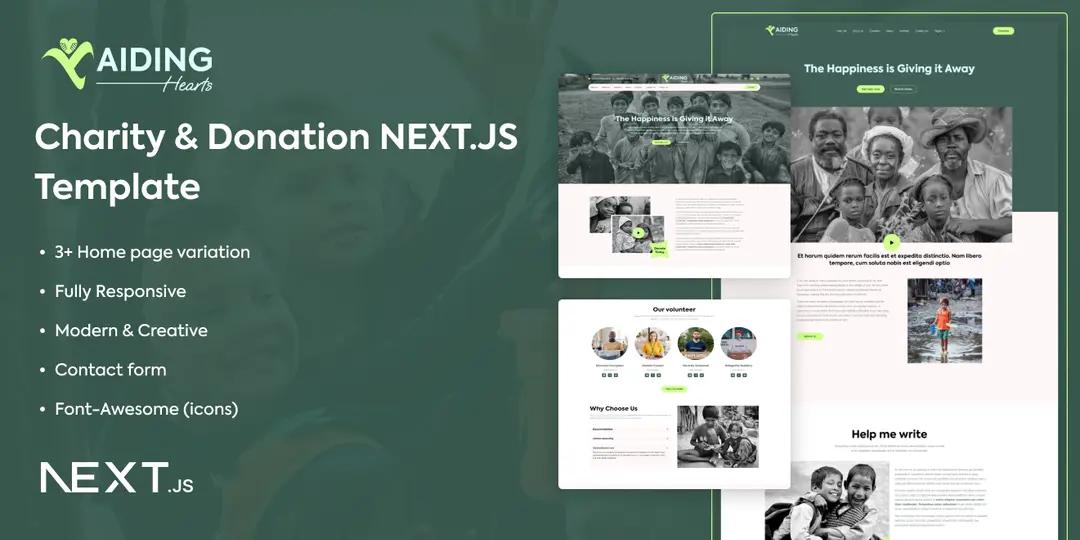 Aiding: donation nonprofit website Next.js template - made with Sanity.io