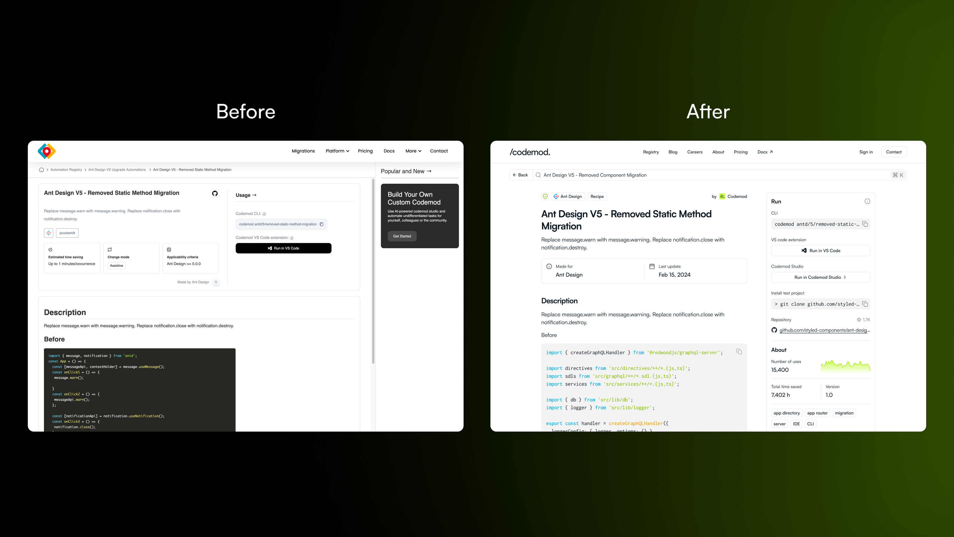 Codemod - made with Sanity.io
