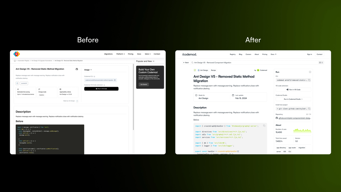 Codemod - made with Sanity.io