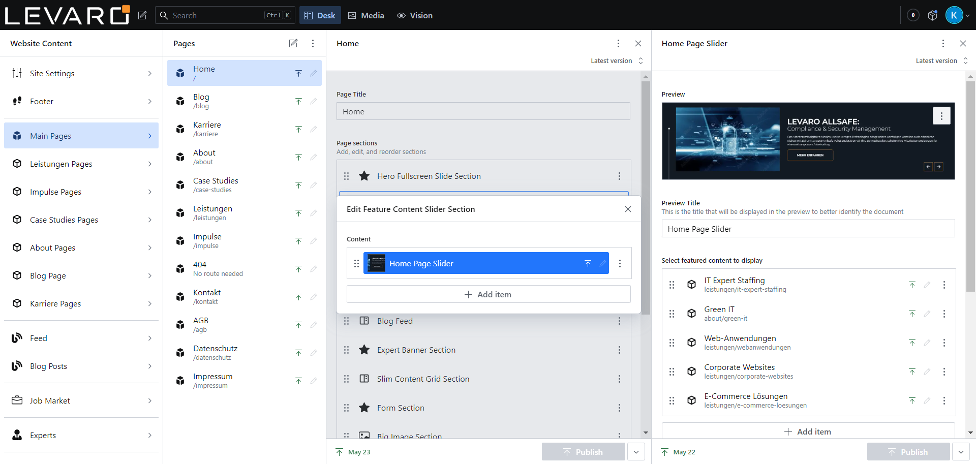 Levaro - made with Sanity.io