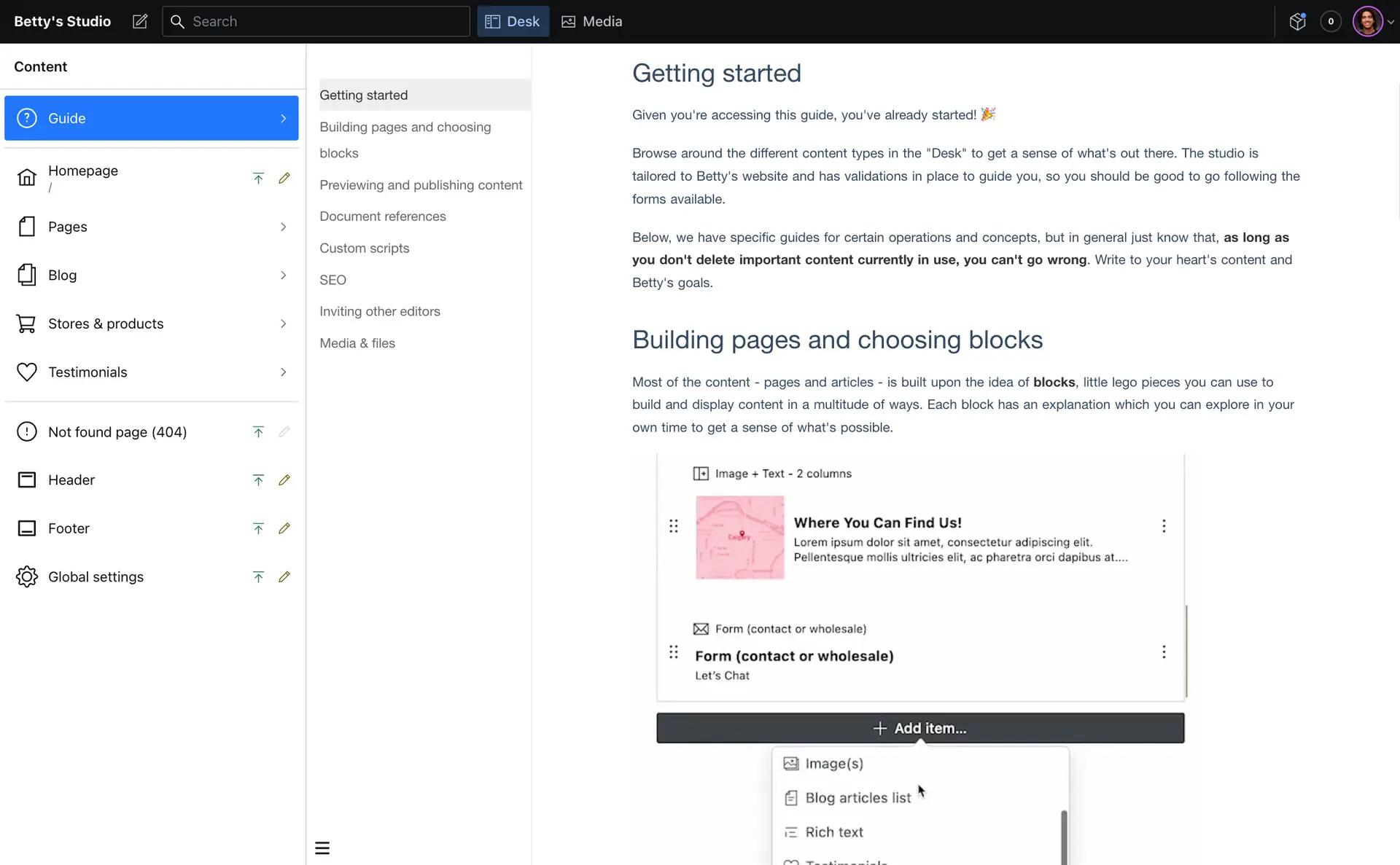 Betty's Eddies - made with Sanity.io