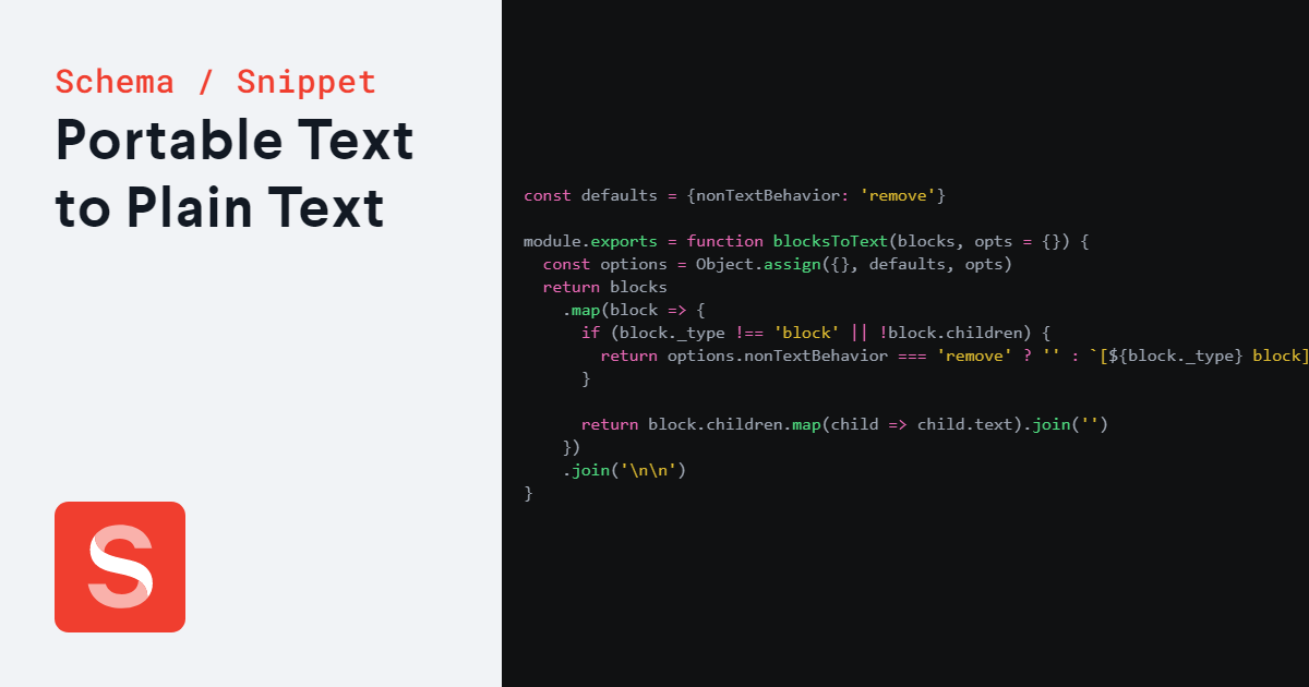 Portable Text to Plain Text - Sanity Recipes