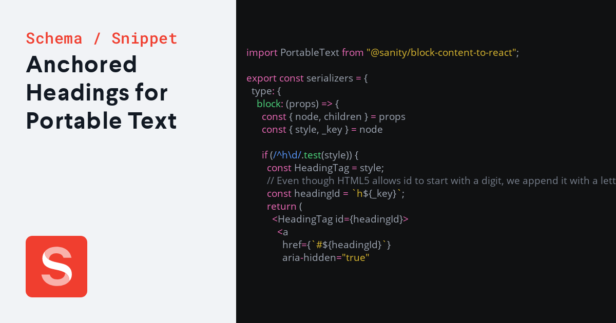 Anchored Headings For Portable Text Schema