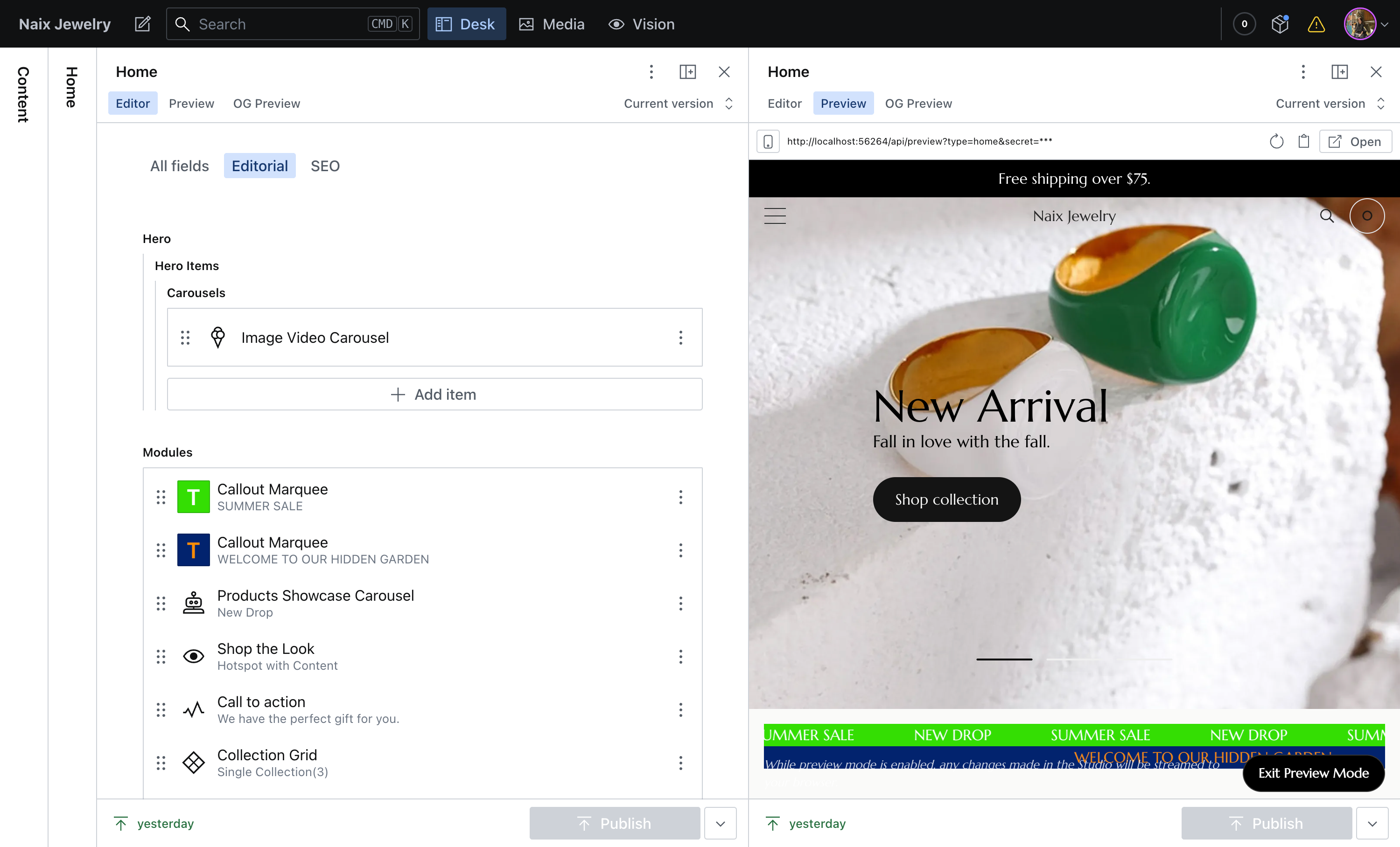 Naix Jewelry - made with Sanity.io