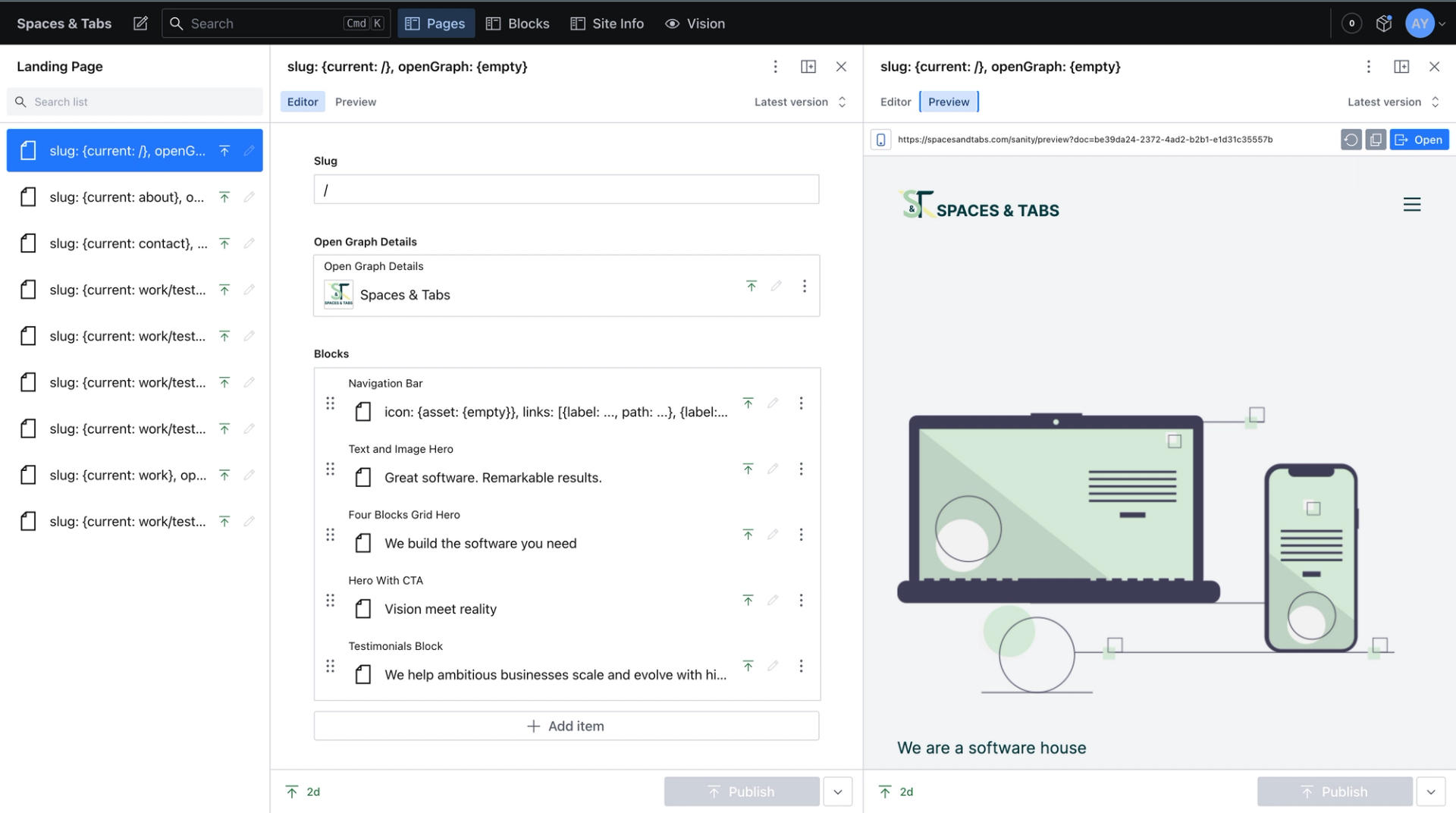 Spaces & Tabs - made with Sanity.io