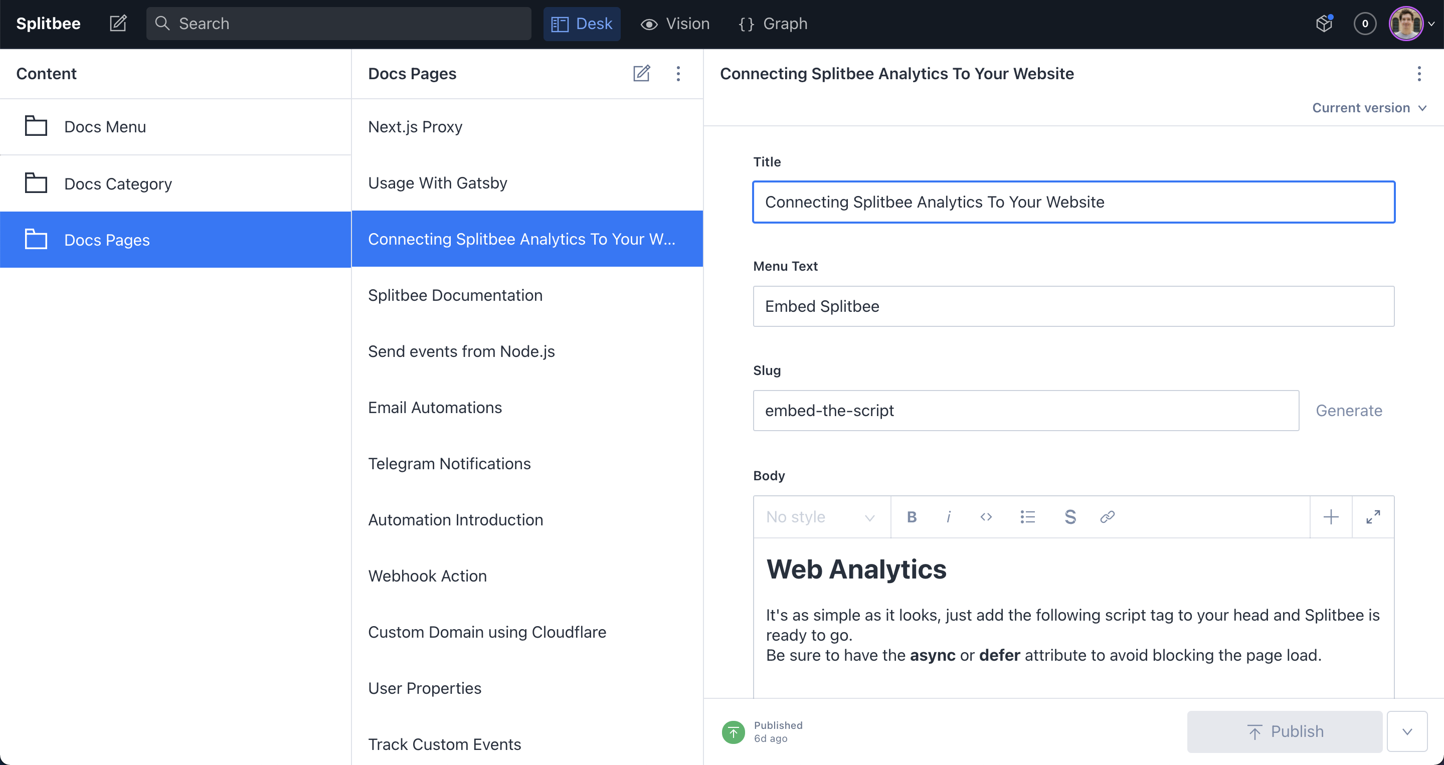Splitbee Documentation - made with Sanity.io