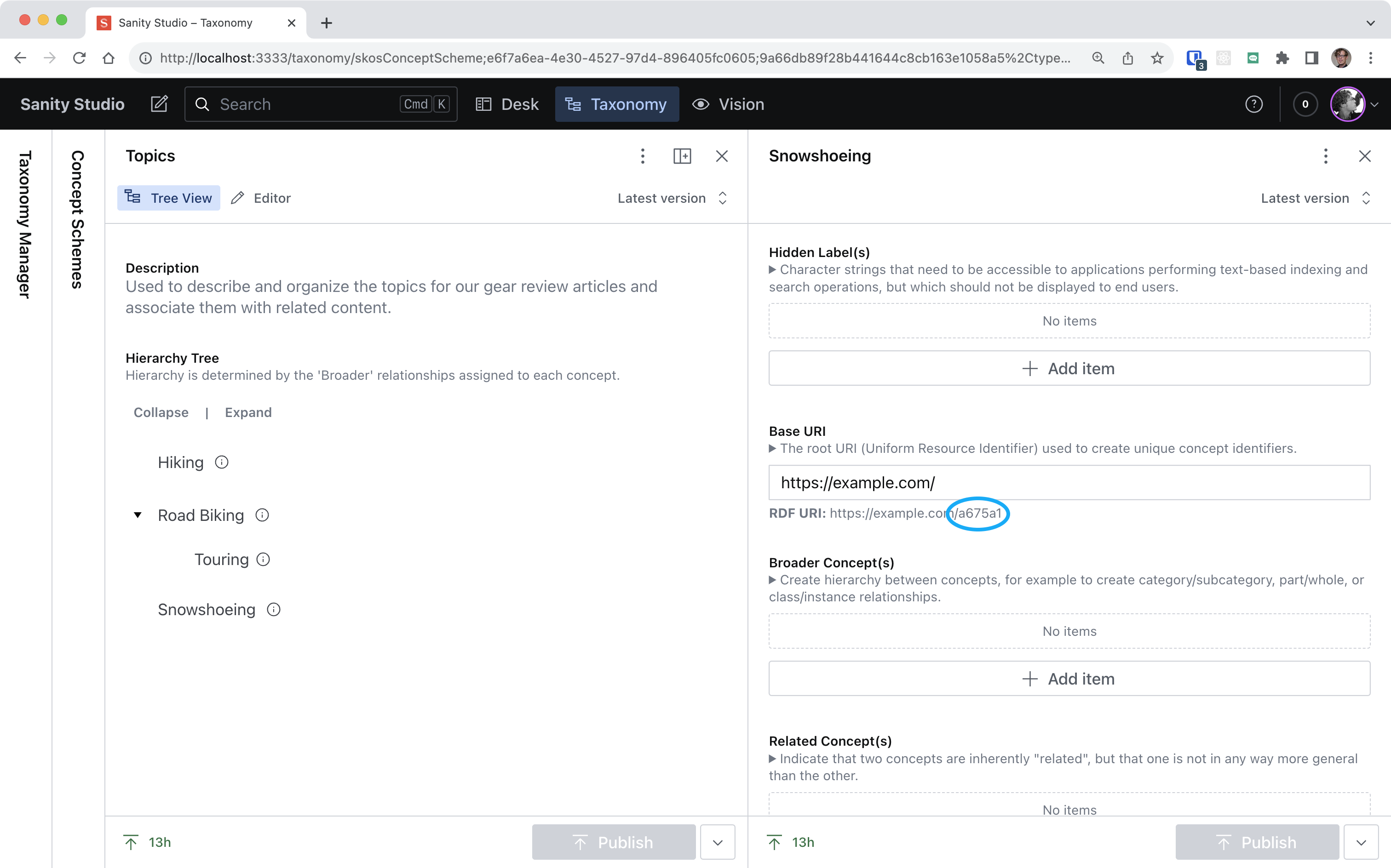 Topic Taxonomy Setup & Use | Sanity.io guide