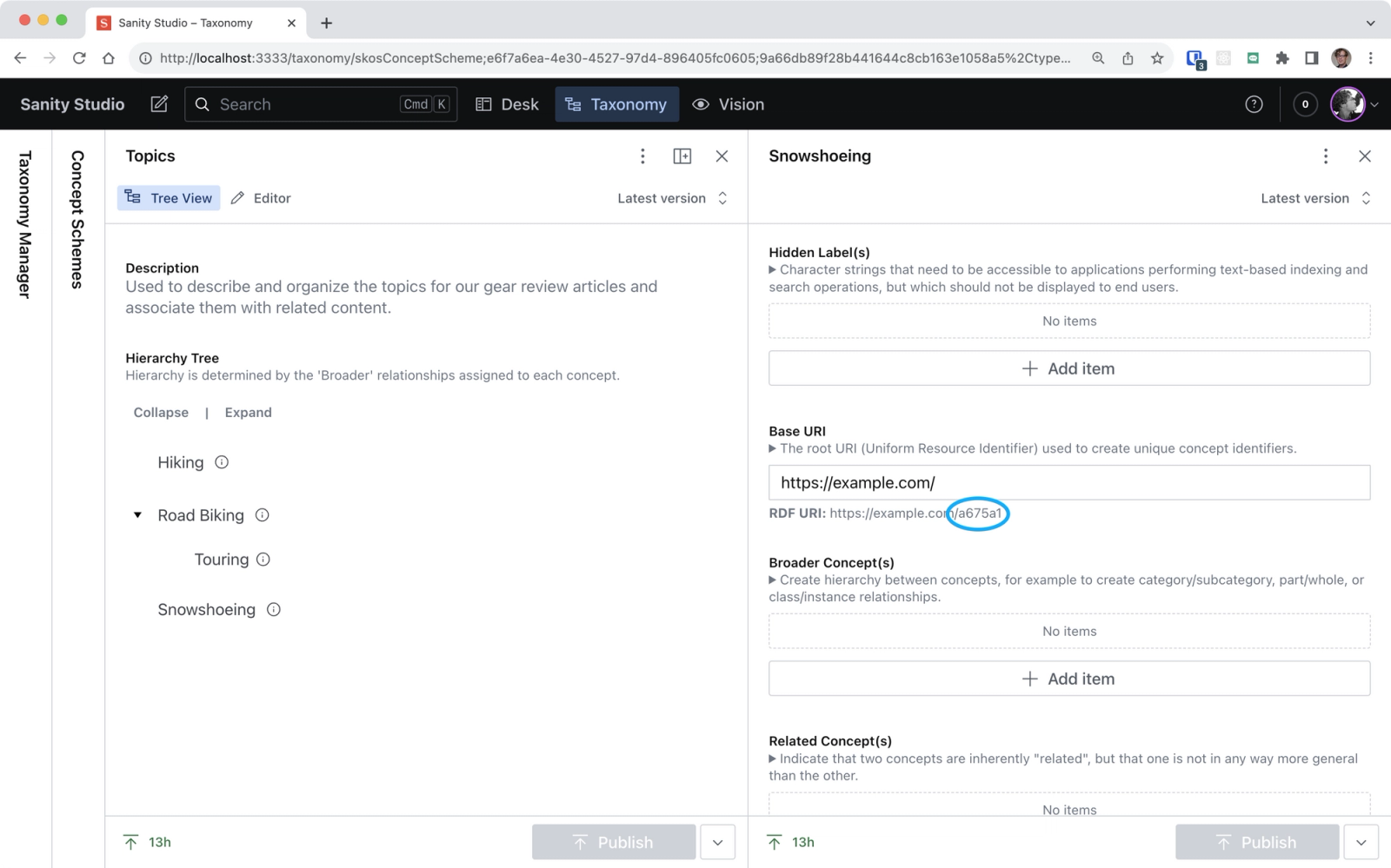 Topic Taxonomy Setup & Use | Sanity.io guide