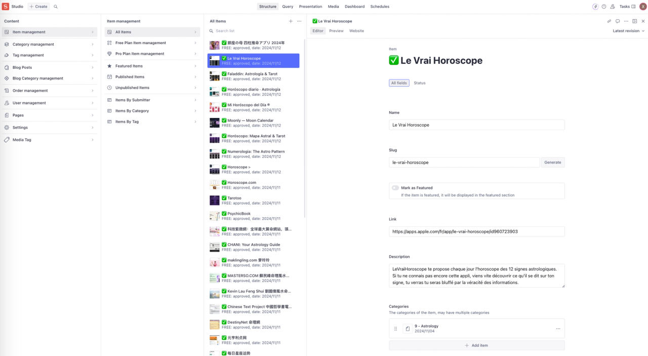 AstroDir (Astrology Directory) - made with Sanity.io