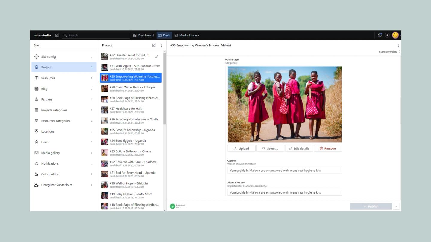 Charity in Action 🌍 - made with Sanity.io