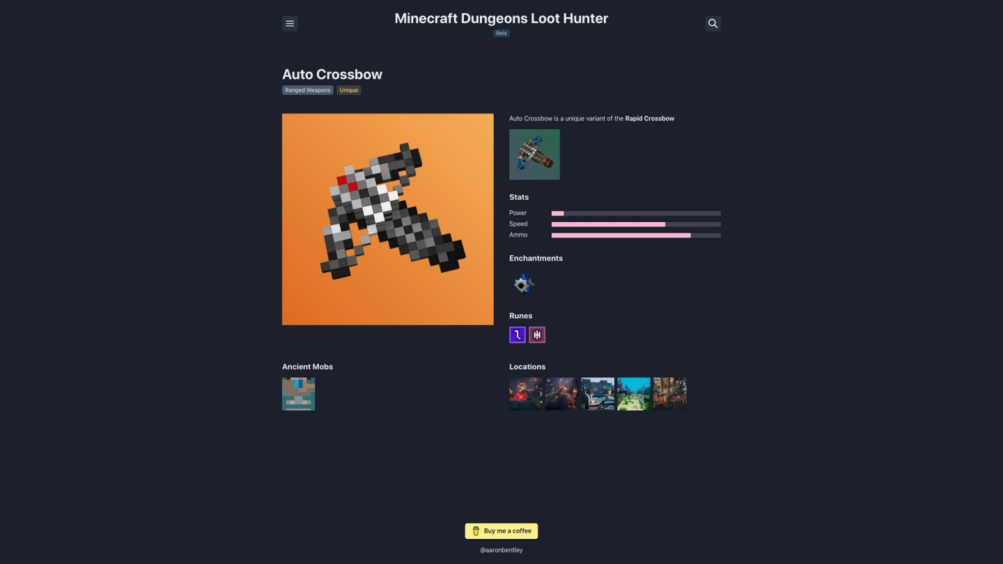 Minecraft Dungeons Loot Hunter - made with Sanity.io
