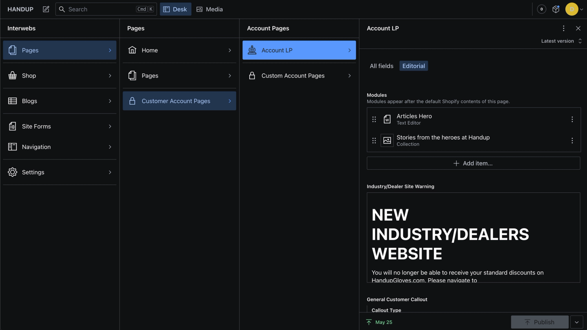 Handup Gloves - made with Sanity.io