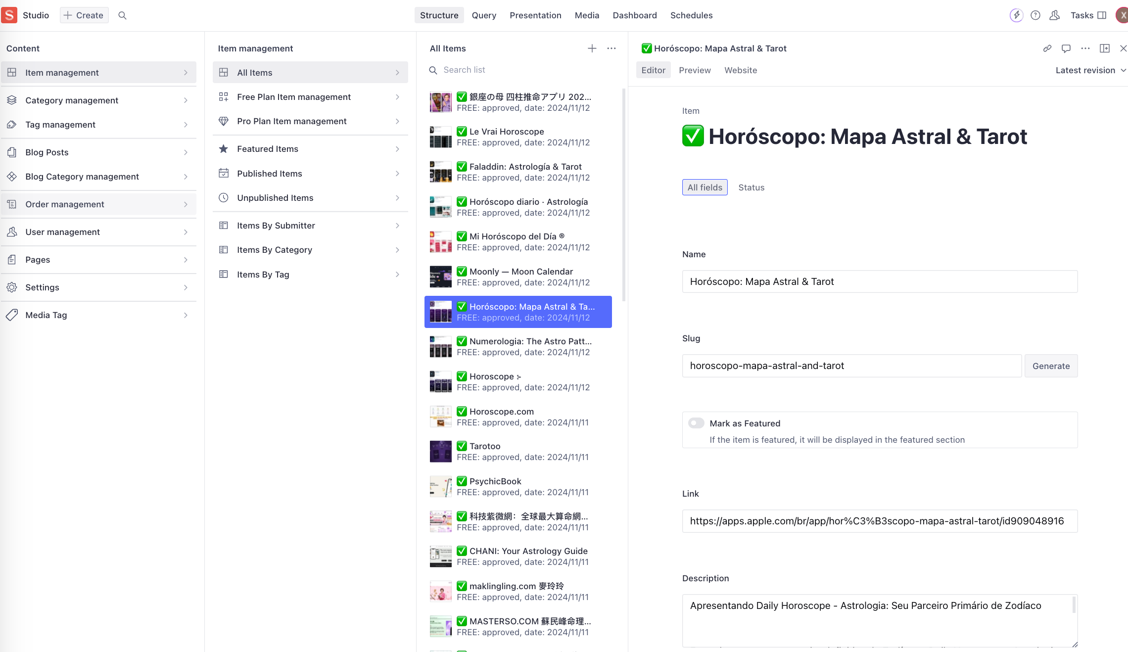 AstroDir (Astrology Directory) - made with Sanity.io