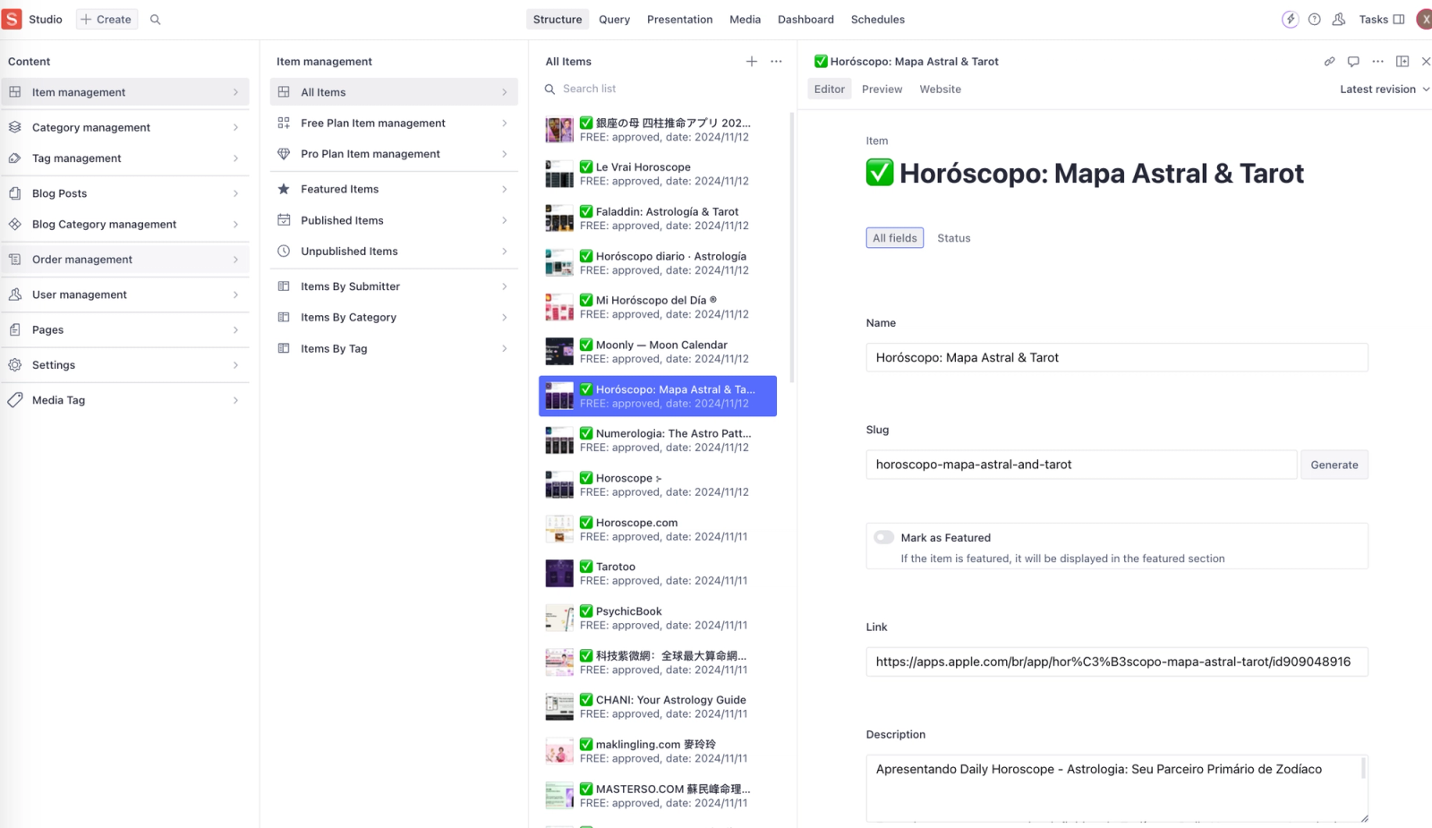 AstroDir (Astrology Directory) - made with Sanity.io