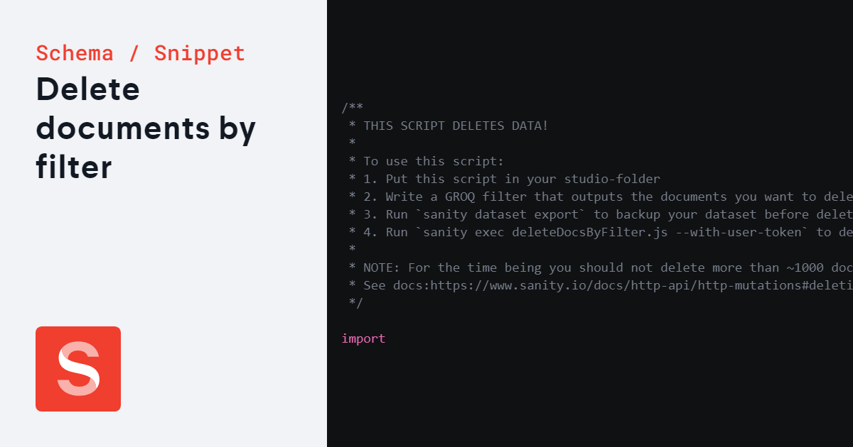 Delete documents by filter - Sanity Recipes