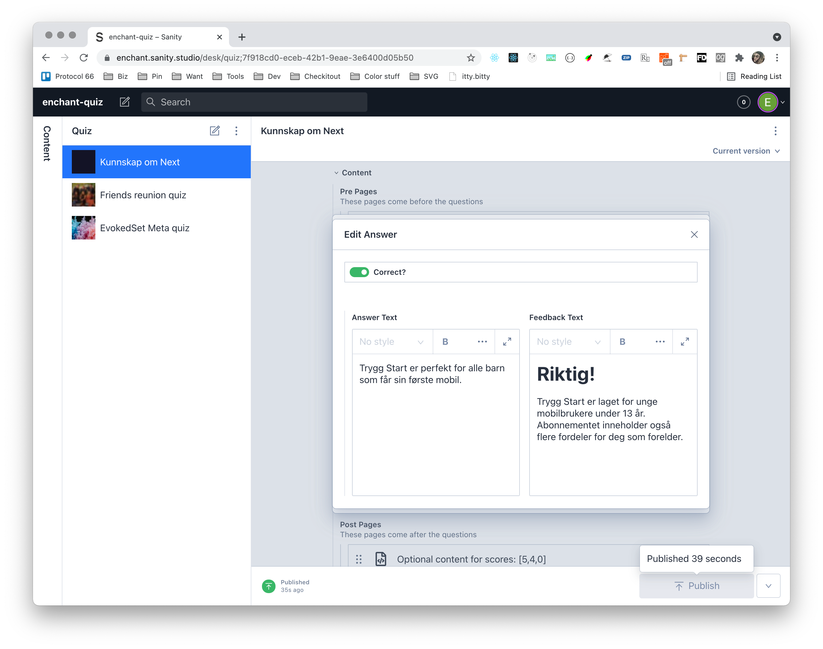 Enchant Quiz Engine - made with Sanity.io
